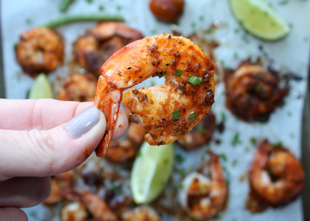 One Pan Roasted Shrimp Adobo with Tomatoes and Green Beans | For A ...